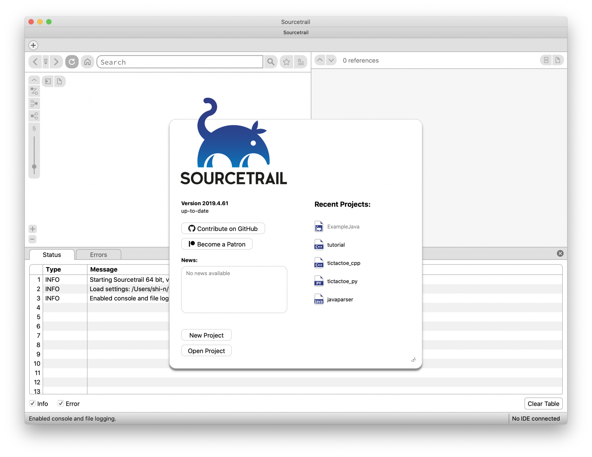 Sourcetrailmacos版をjavaコードで使ってみる 雲の巣
